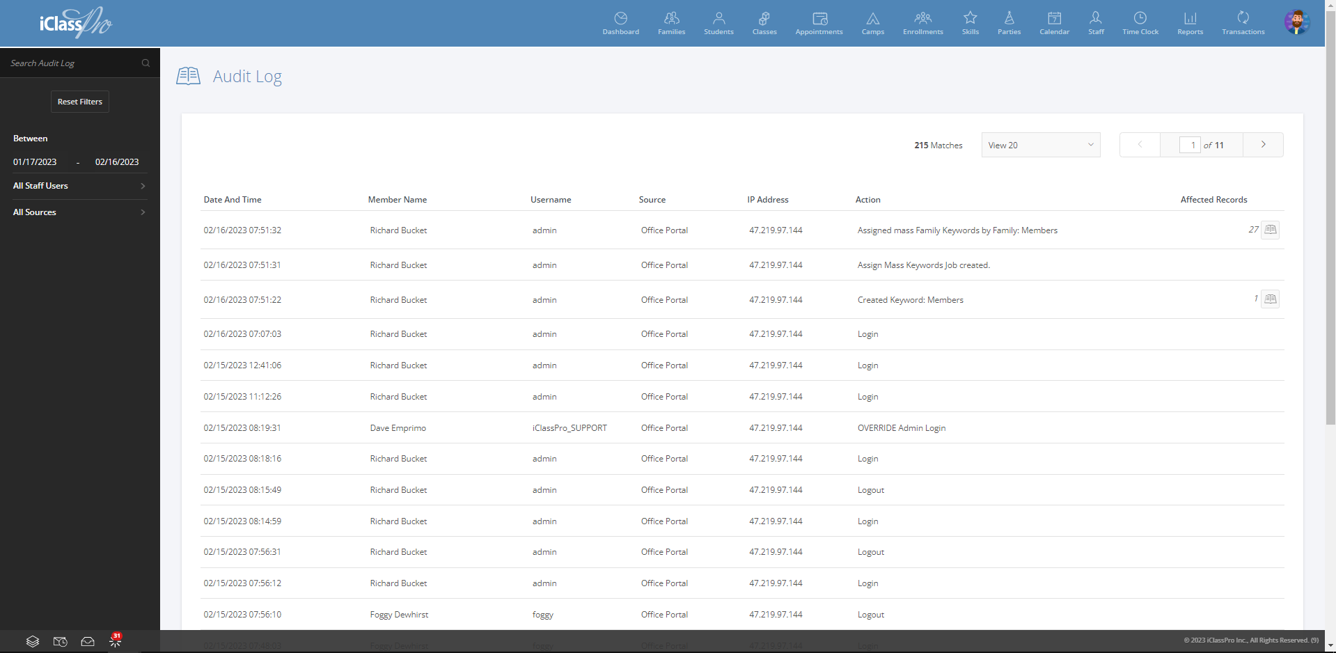 What is the Audit Log? – iClassPro Support