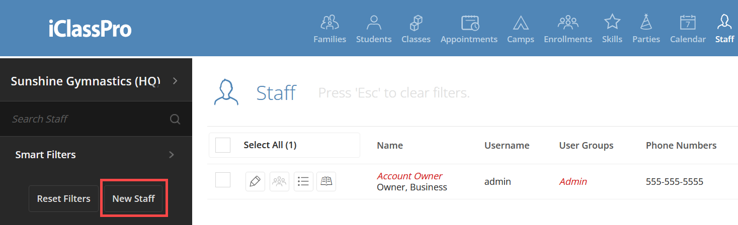 How Do I Create a New Staff Member? – iClassPro Support