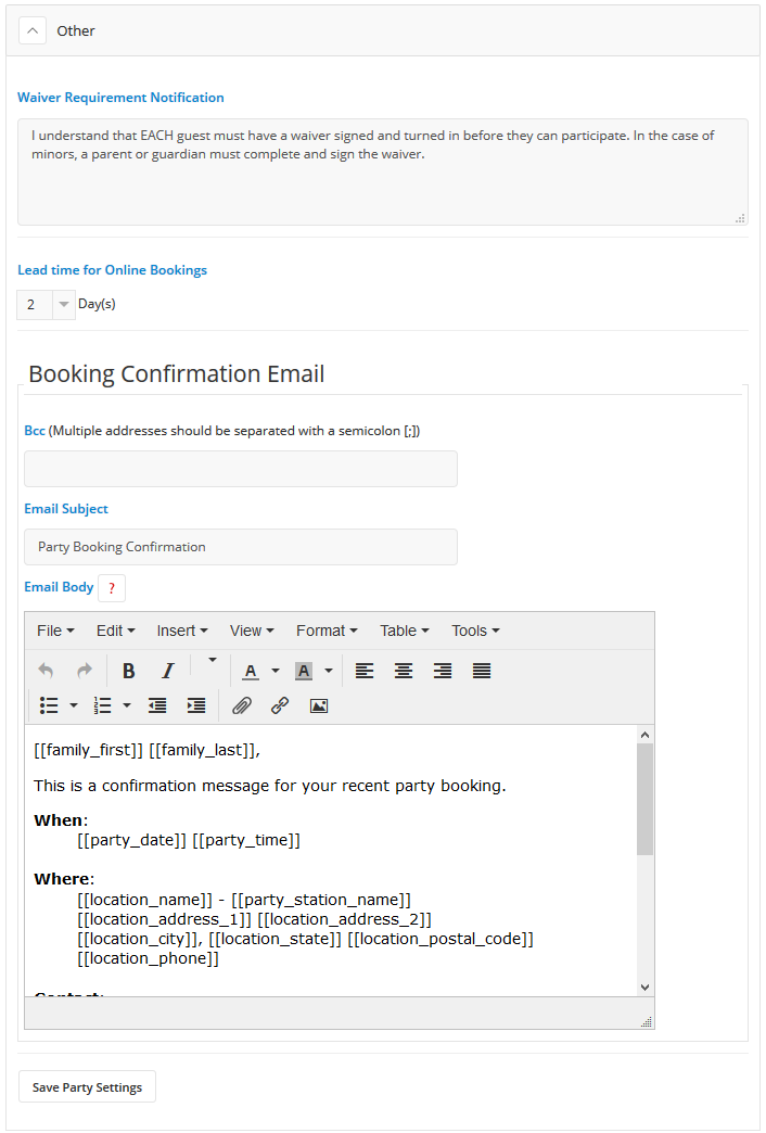 How Do I Configure the "Other" Party Settings? – iClassPro Support